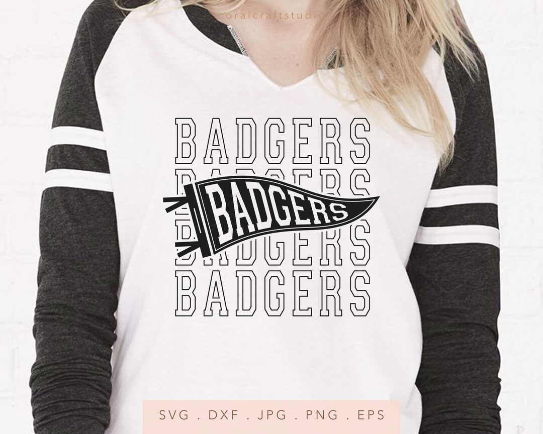 Badgers Stacked Varsity Letters SVG PNG DXF Jpg Eps, Badgers Pennant ...
