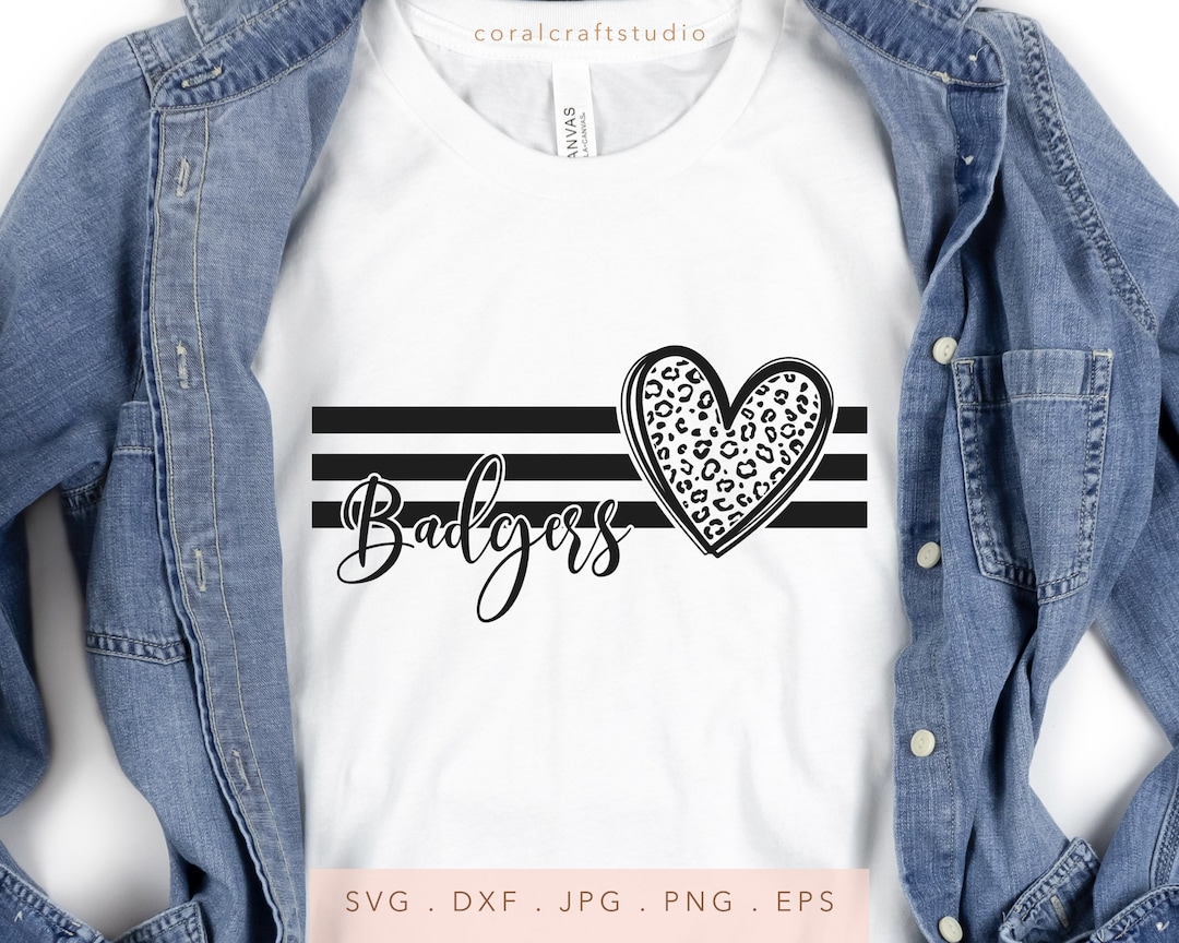 Badgers Heart Leopard SVG PNG DXF Jpg Eps, Badgers School Mascot Svg ...