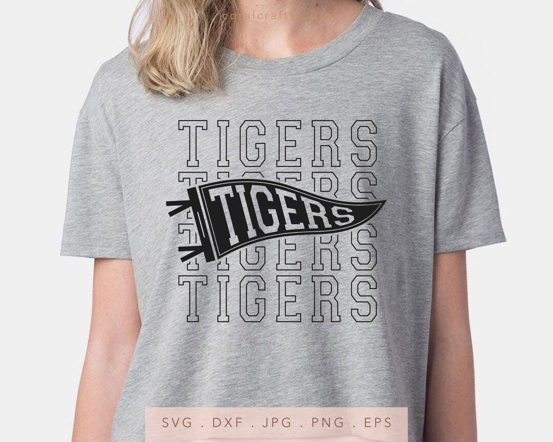 Tigers Stacked Varsity Letters SVG PNG DXF Jpg Eps, Tigers Pennant Svg ...