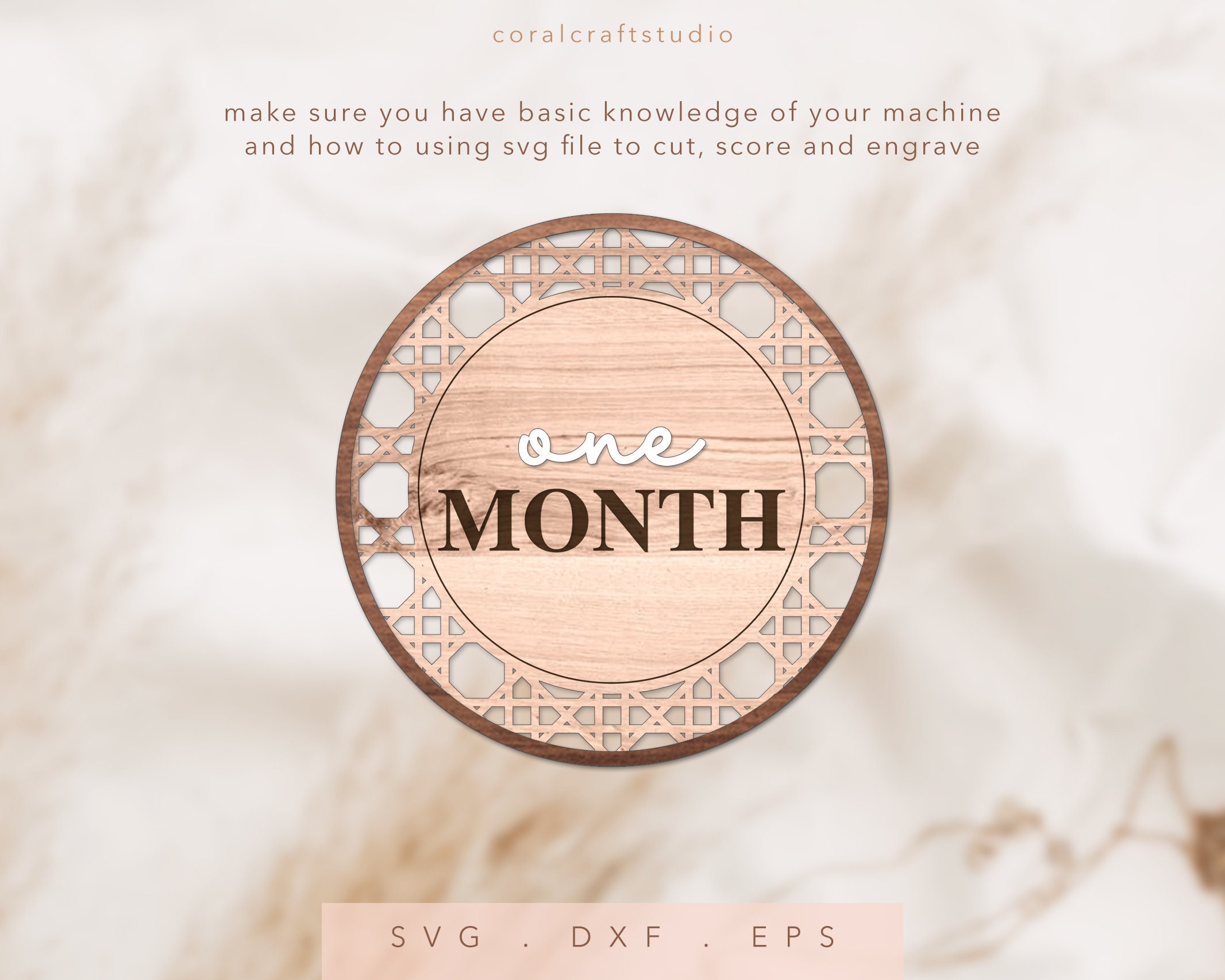 Rattan Baby Milestone SVG, DXF, EPS, Baby Nursery Room Svg, Monthly ...