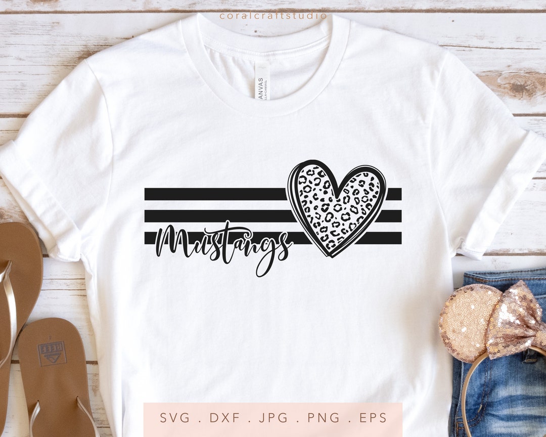 Mustangs Heart Leopard SVG PNG DXF Jpg Eps, Mustangs School Mascot Svg ...
