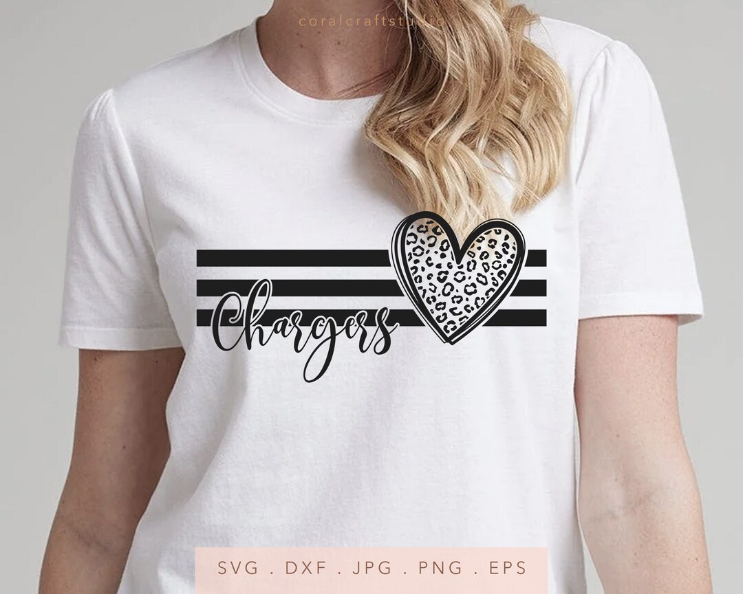Chargers Heart Leopard SVG PNG DXF Jpg Eps, Chargers School Mascot Svg ...