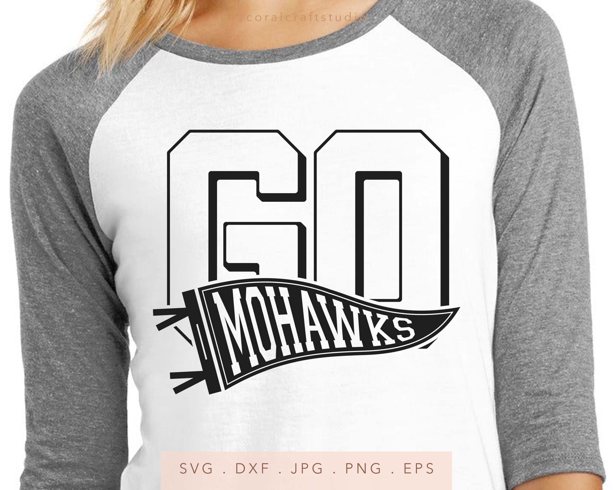 GO Mohawks Pennant SVG DXF Jpg Png Eps, Mohawks Mascot School Sport Svg ...
