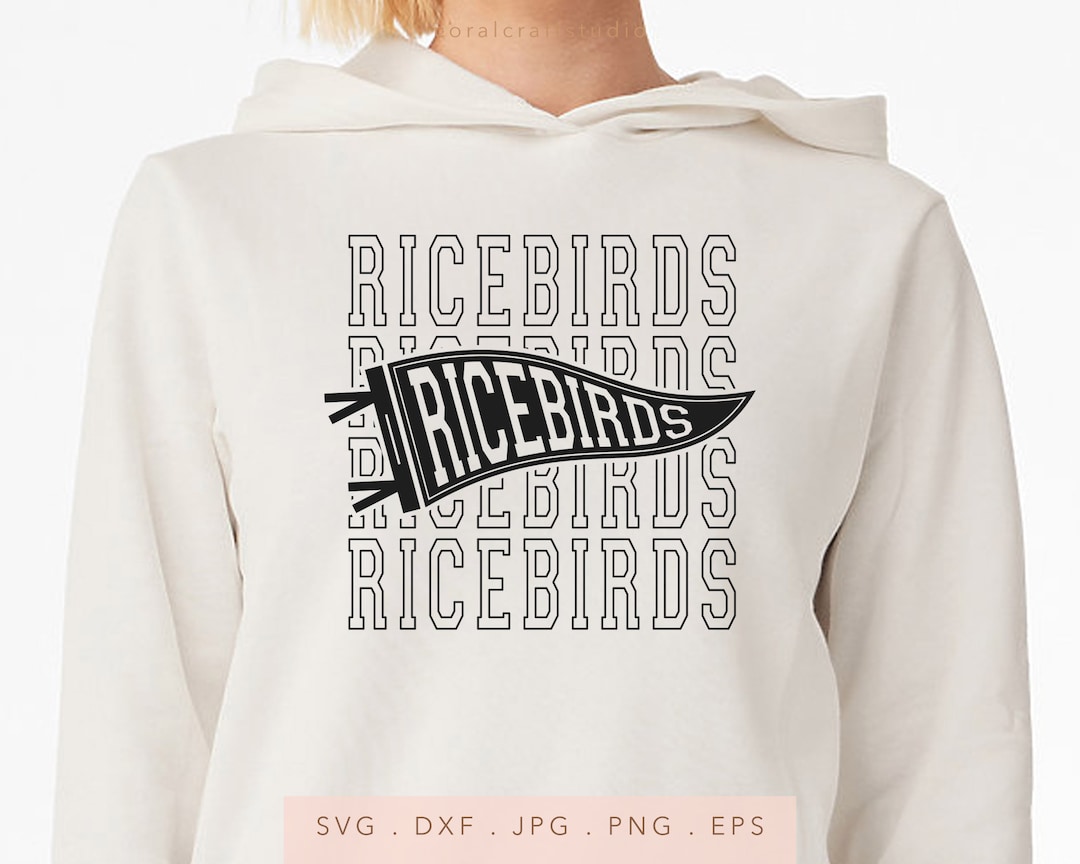 Ricebirds Stacked Varsity Letters SVG PNG DXF Jpg Eps, Ricebirds ...