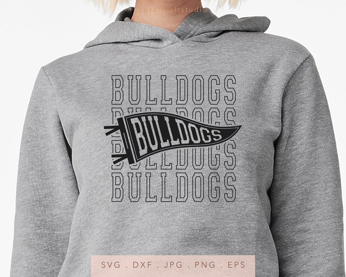 Bulldogs Stacked Varsity Letters SVG PNG DXF Jpg Eps, Bulldogs Pennant ...
