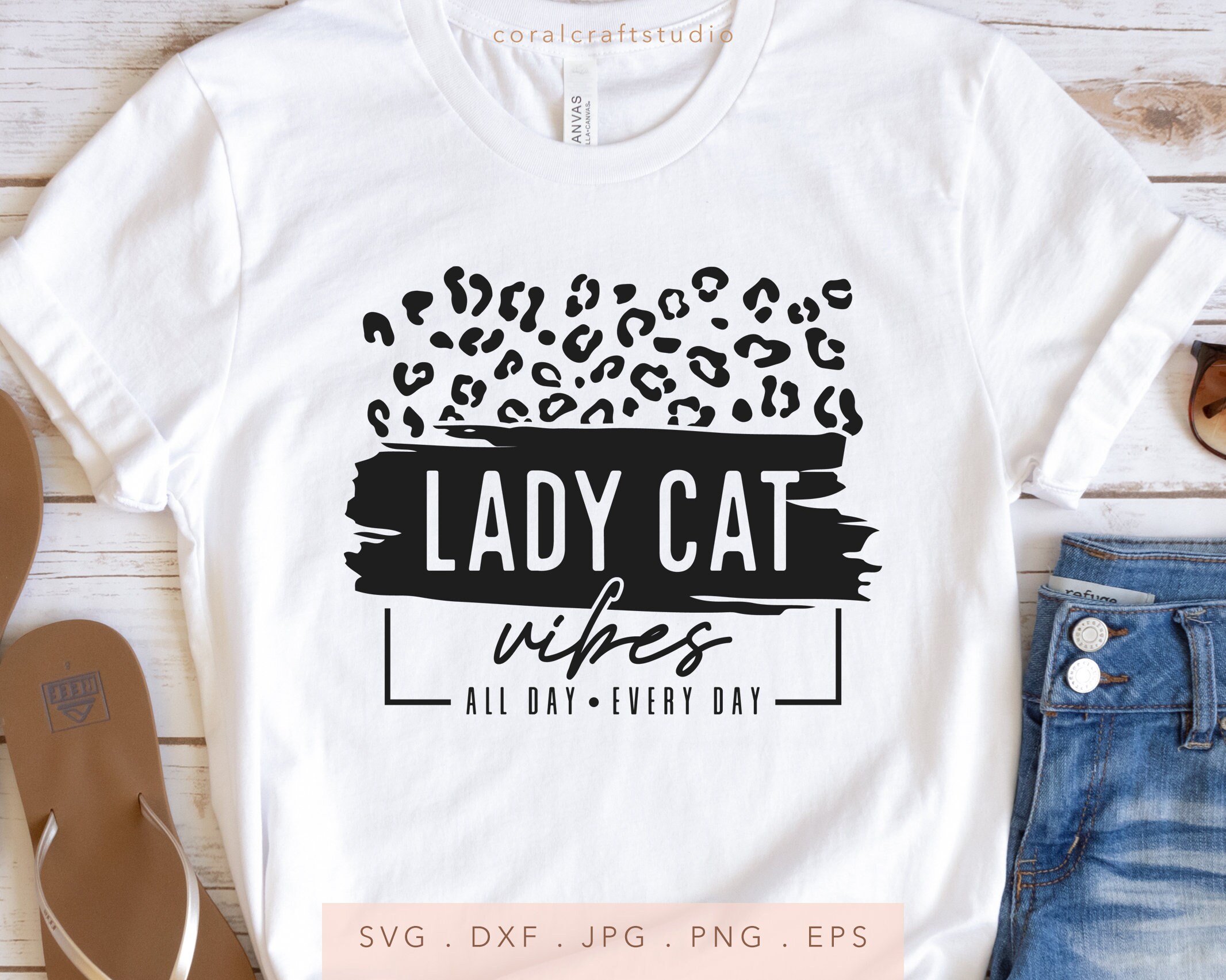 Lady Cat Vibes Leopard SVG PNG DXF Jpg Eps, Lady Cats Team Spirit Svg ...