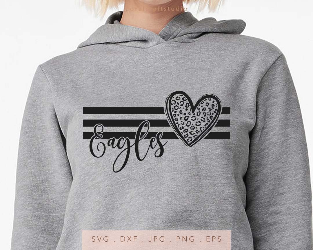 Eagles Heart Leopard SVG PNG DXF Jpg Eps, Eagles School Mascot Svg ...