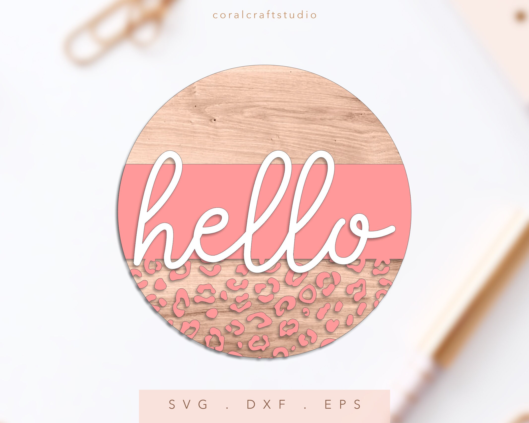 Door Hanger SVG Hello Sign Svg Hello Leopard Sign Svg - Etsy