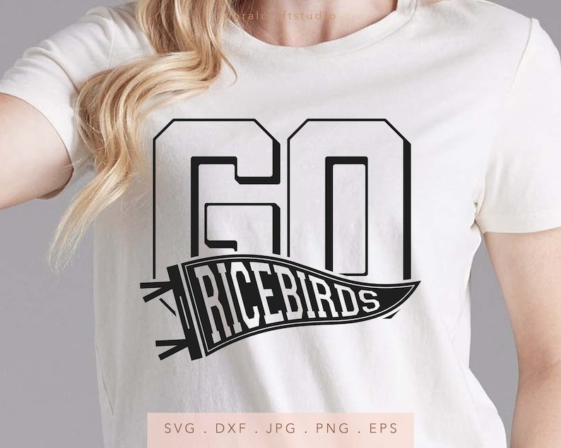 GO Ricebirds Pennant SVG DXF Jpg Png Eps, Ricebirds Mascot School Sport ...