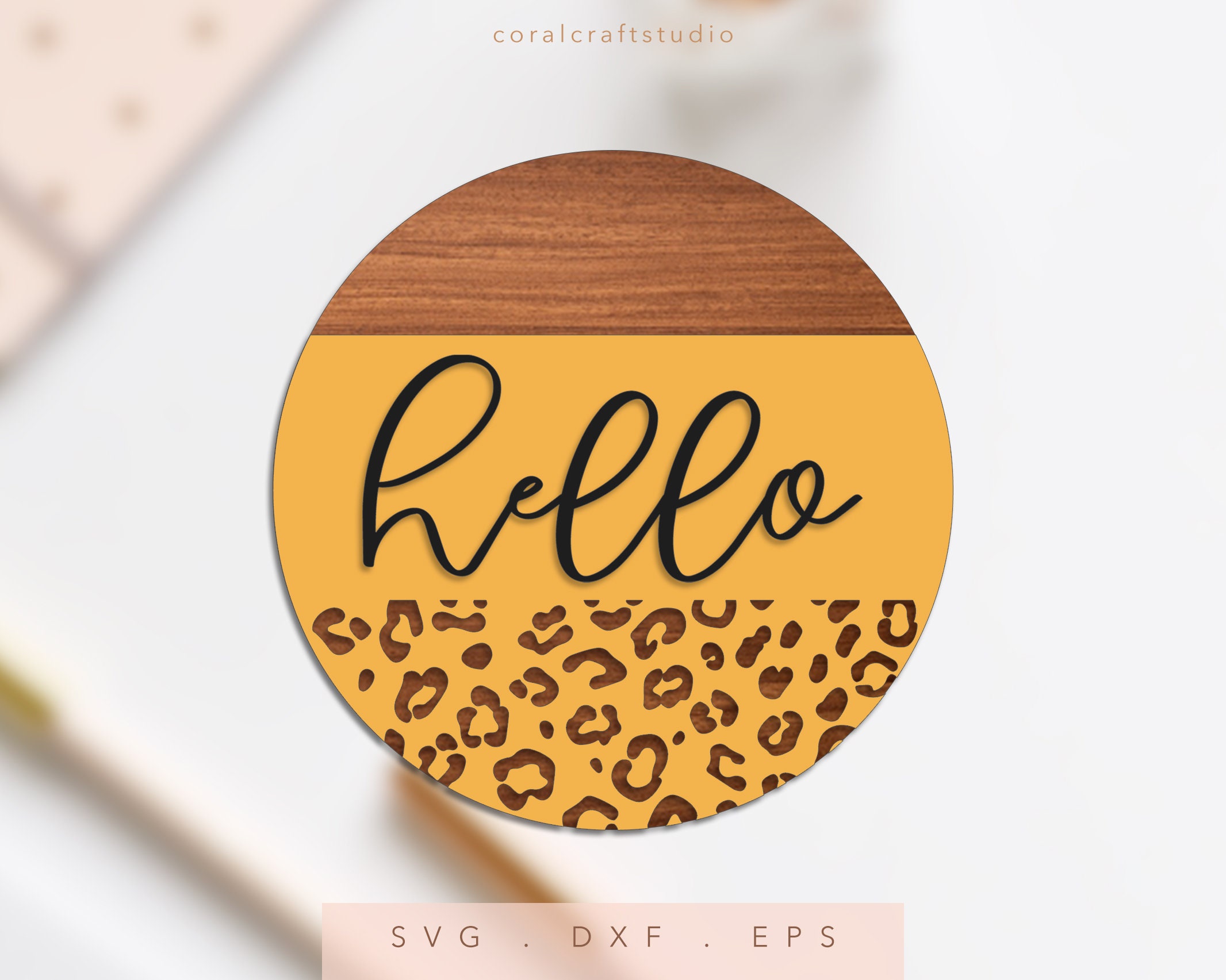 Door Hanger SVG, Hello Sign Svg, Hello Leopard Sign Svg, Leopard Print ...