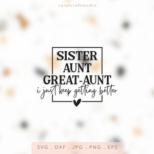 Sister Aunt Great Aunt SVG DTF PNG Jpg Eps, Sweatshirt Gift for Auntie ...