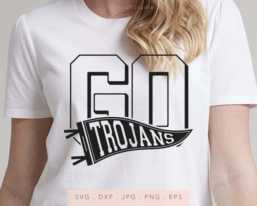GO Trojans Pennant SVG DXF Jpg Png Eps, Trojans Mascot School Sport Svg ...