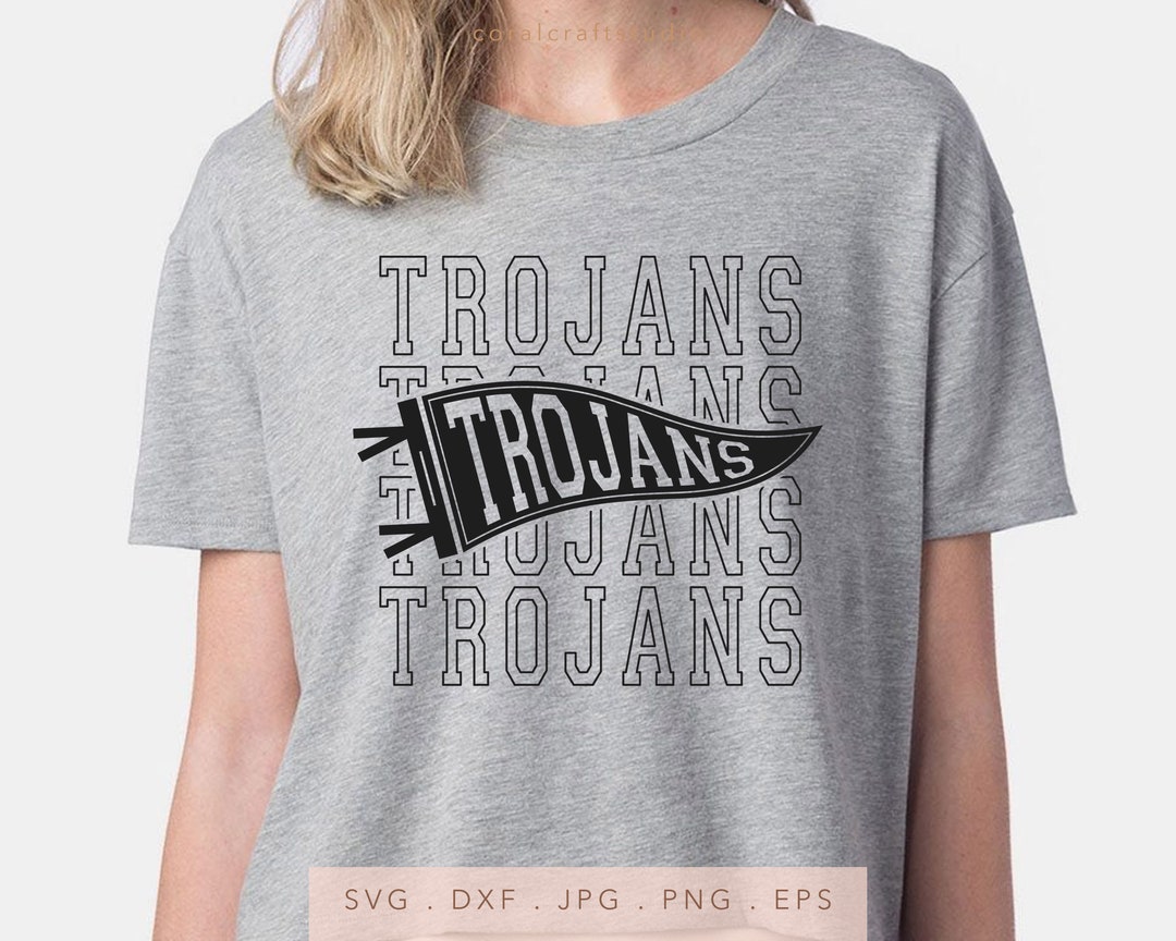 Trojans Stacked Varsity Letters SVG PNG DXF Jpg Eps, Trojans Pennant ...