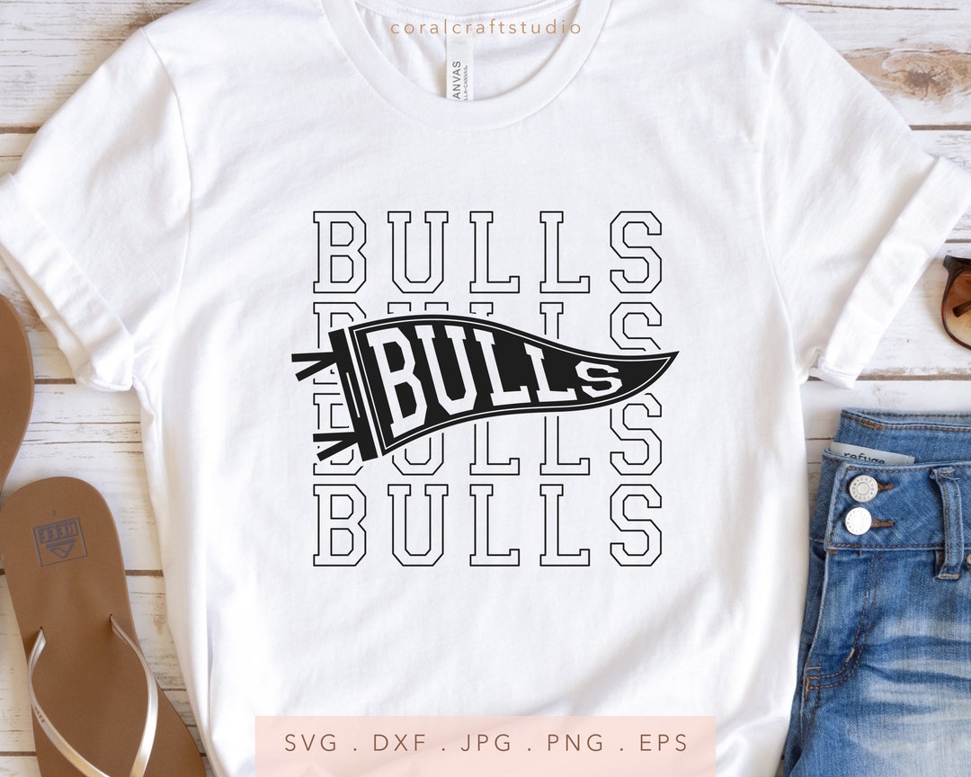 Bulls Stacked Varsity Letters SVG PNG DXF Jpg Eps, Bulls Pennant Svg ...