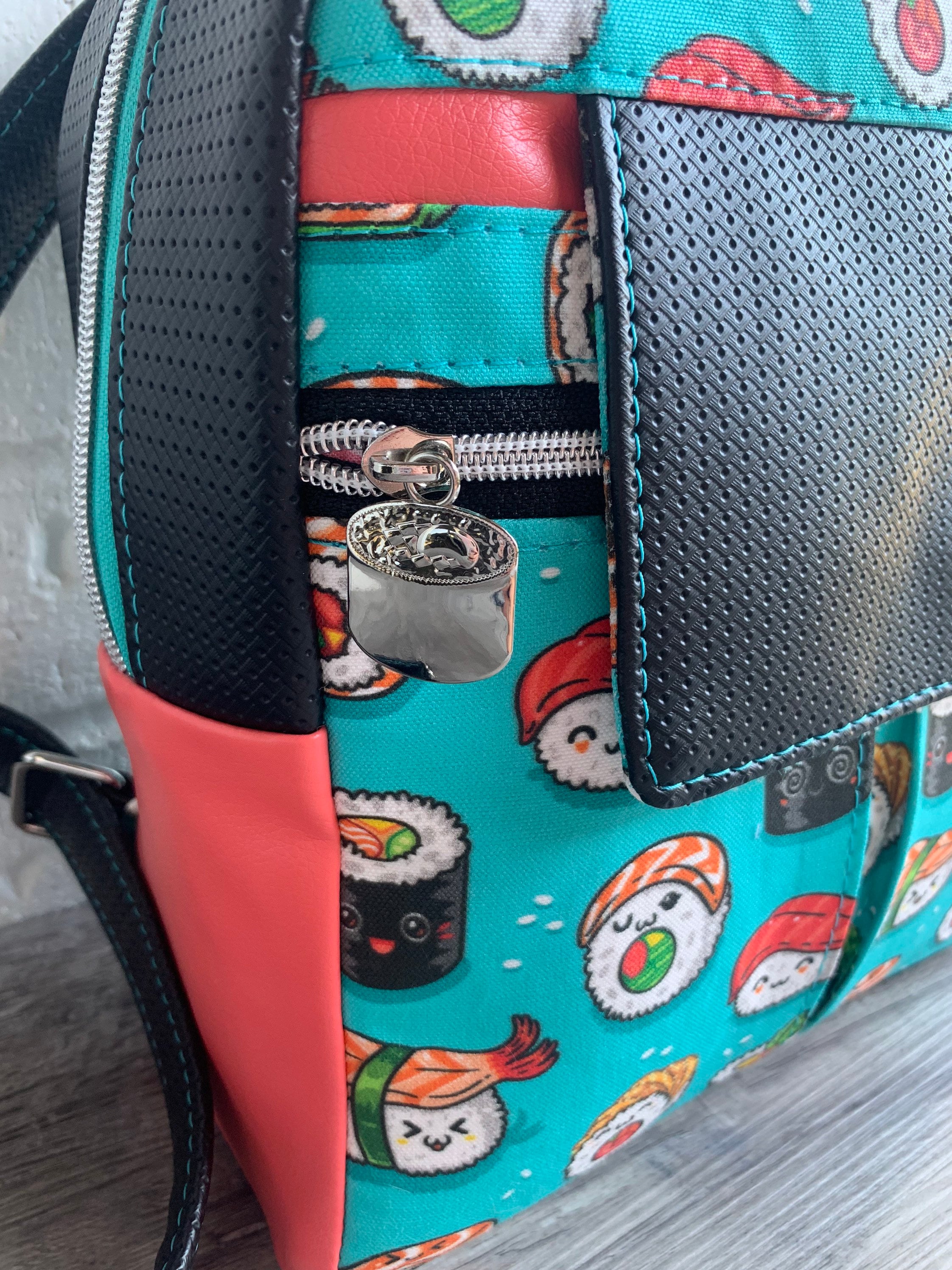 Kawaii Sushi Teal Black Coral Backpack - Etsy