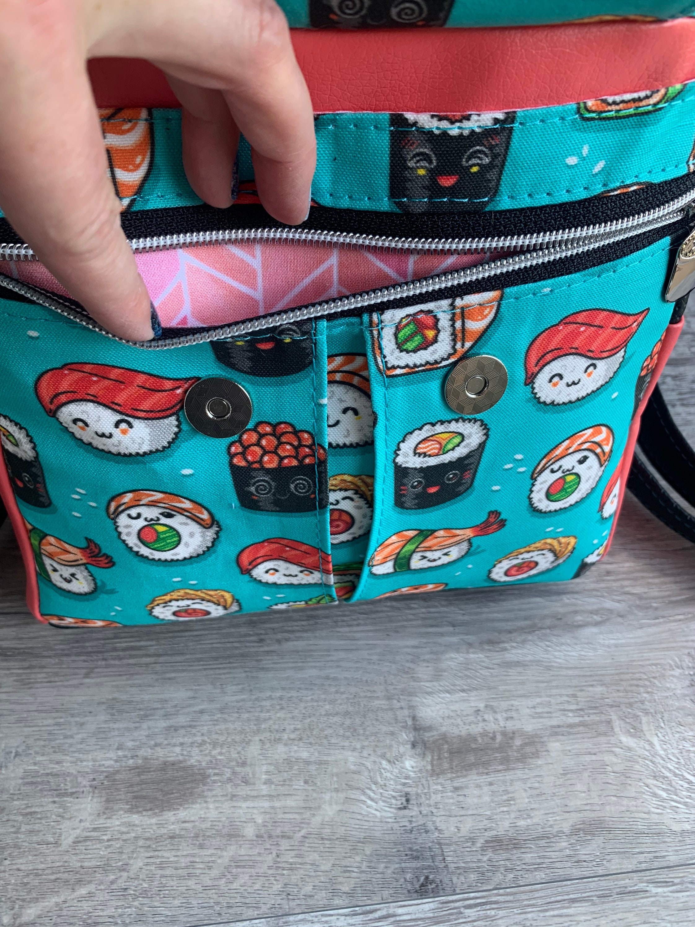 Kawaii Sushi Teal Black Coral Backpack - Etsy