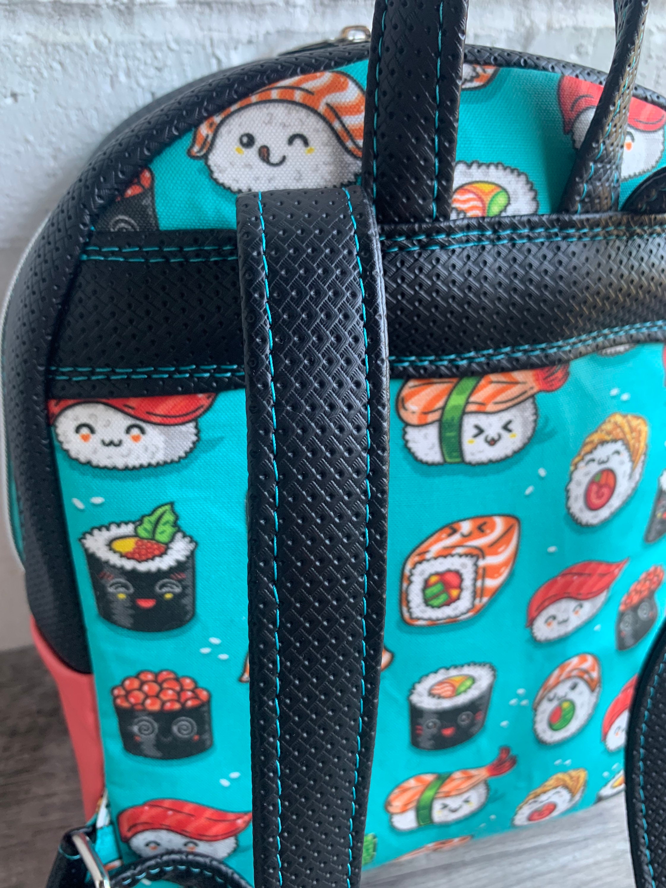 Kawaii Sushi Teal Black Coral Backpack - Etsy