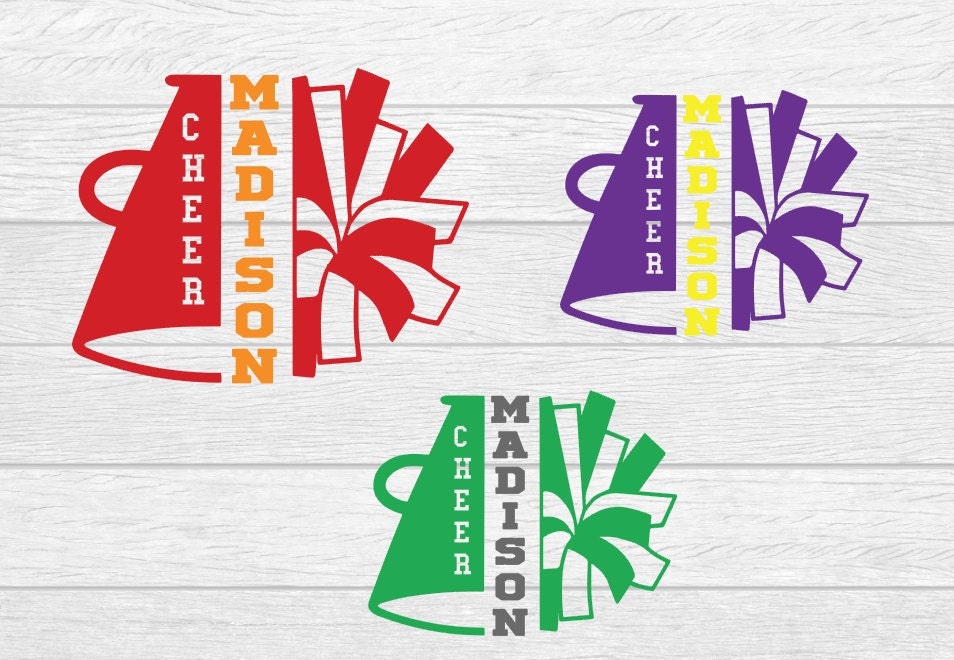 Cheerleader Vinyl Decal Pom Pom. Personalized Name Cheer Bumper Sticker ...