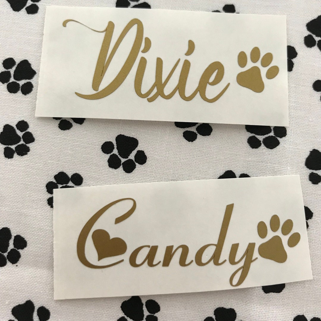 Dog Name Decal Paw Print Decal Bowl Dog Mom Decal Name Water Bowl Pet ...
