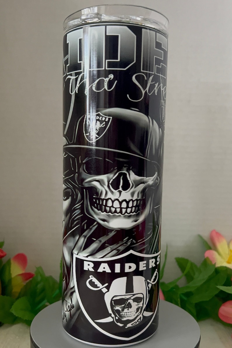 Las Vegas Raiders Run Tha' Street Tumblers Raiders Nation Water Tumbler Gift 20oz Skinny Tumbler ...