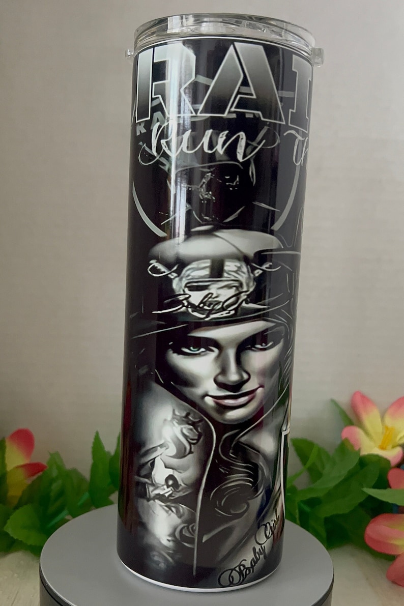 Las Vegas Raiders Run Tha' Street Tumblers Raiders Nation Water Tumbler Gift 20oz Skinny Tumbler ...
