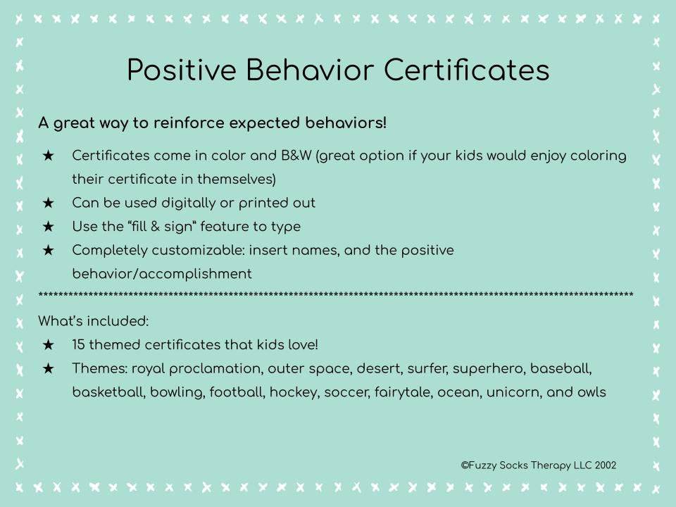 Positive Behavior Certificates - Etsy