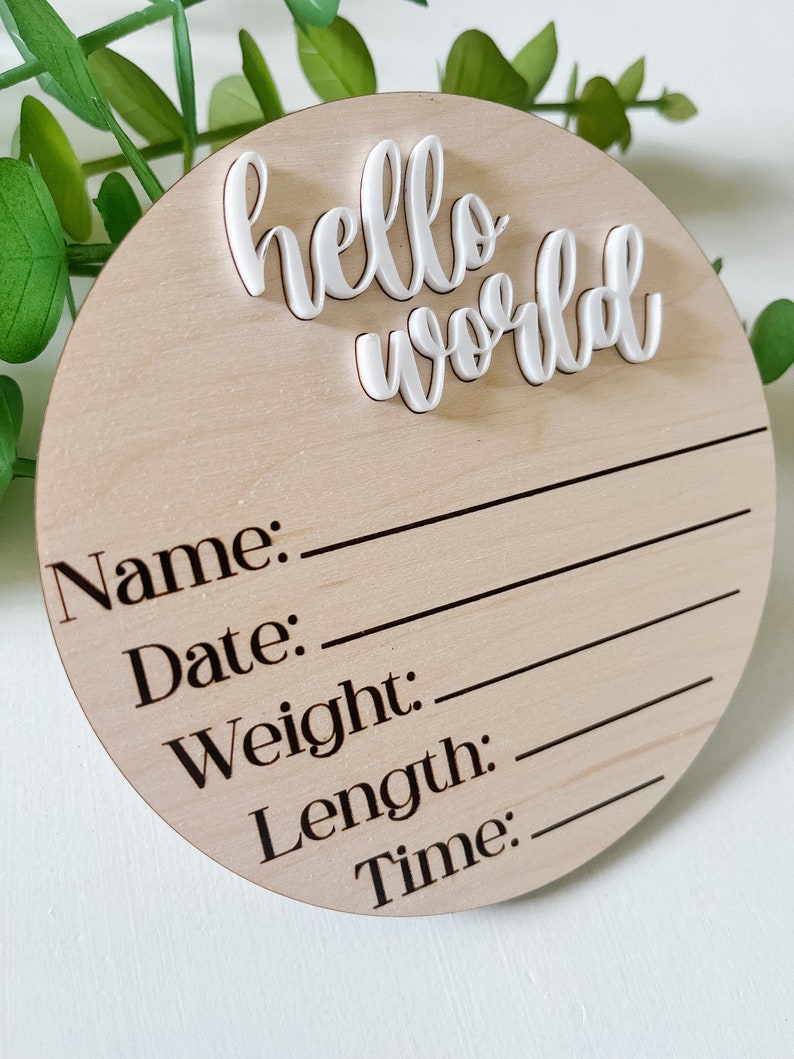 Newborn Birth Announcement Stats Birth Statistics Round Wooden Sign ...