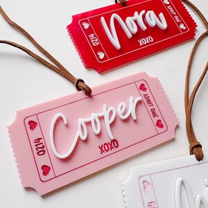 Admit One Ticket Valentines Day Basket Tag Children Colourful Heart ...