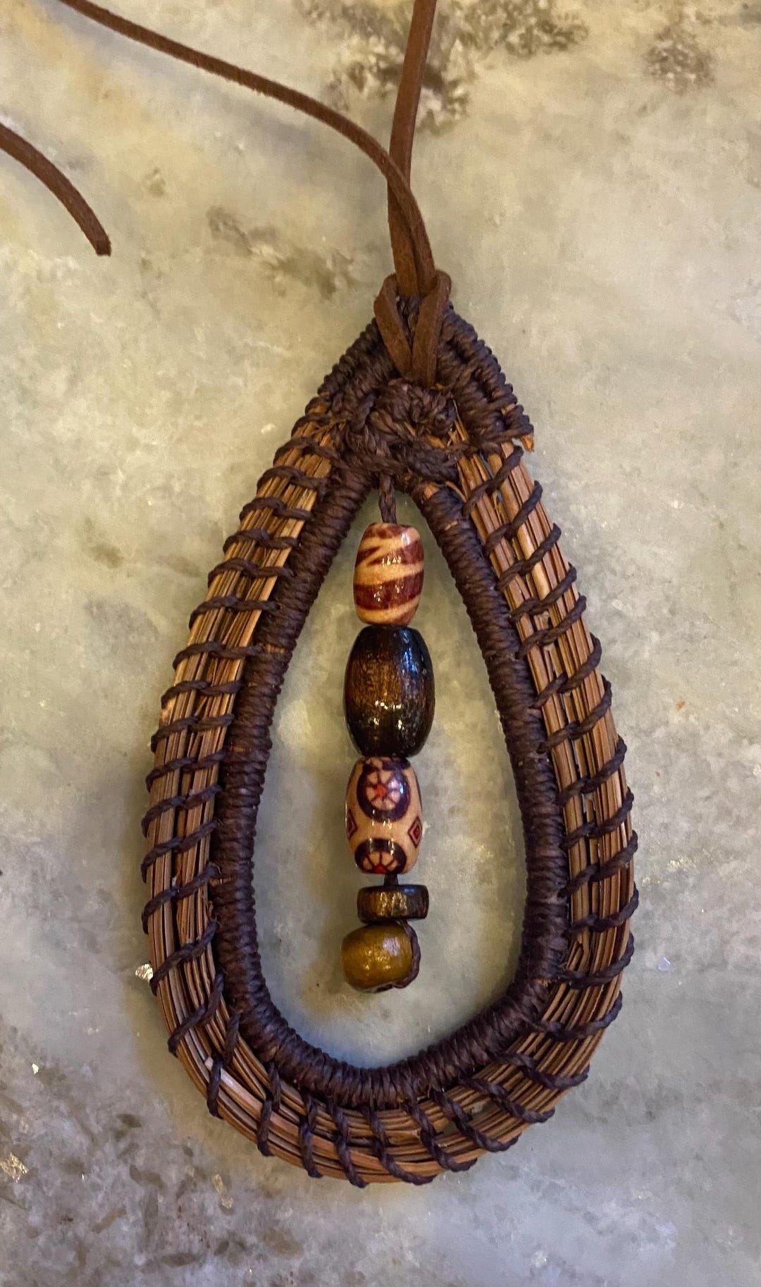 Necklace - Longleaf Pine Needle Teardrop Pendant Necklace With Wood ...
