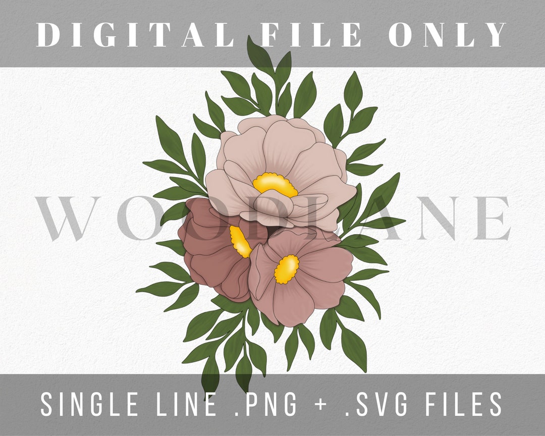 Mila Single Line Floral Bunch Scroll Saw Template Laser File SVG PNG - Etsy