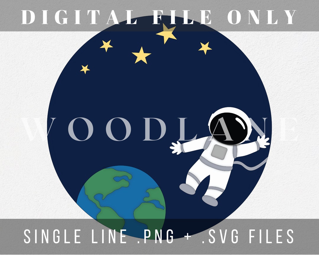 Astronaut Outer Space Round Template Single Line Laser File Space ...