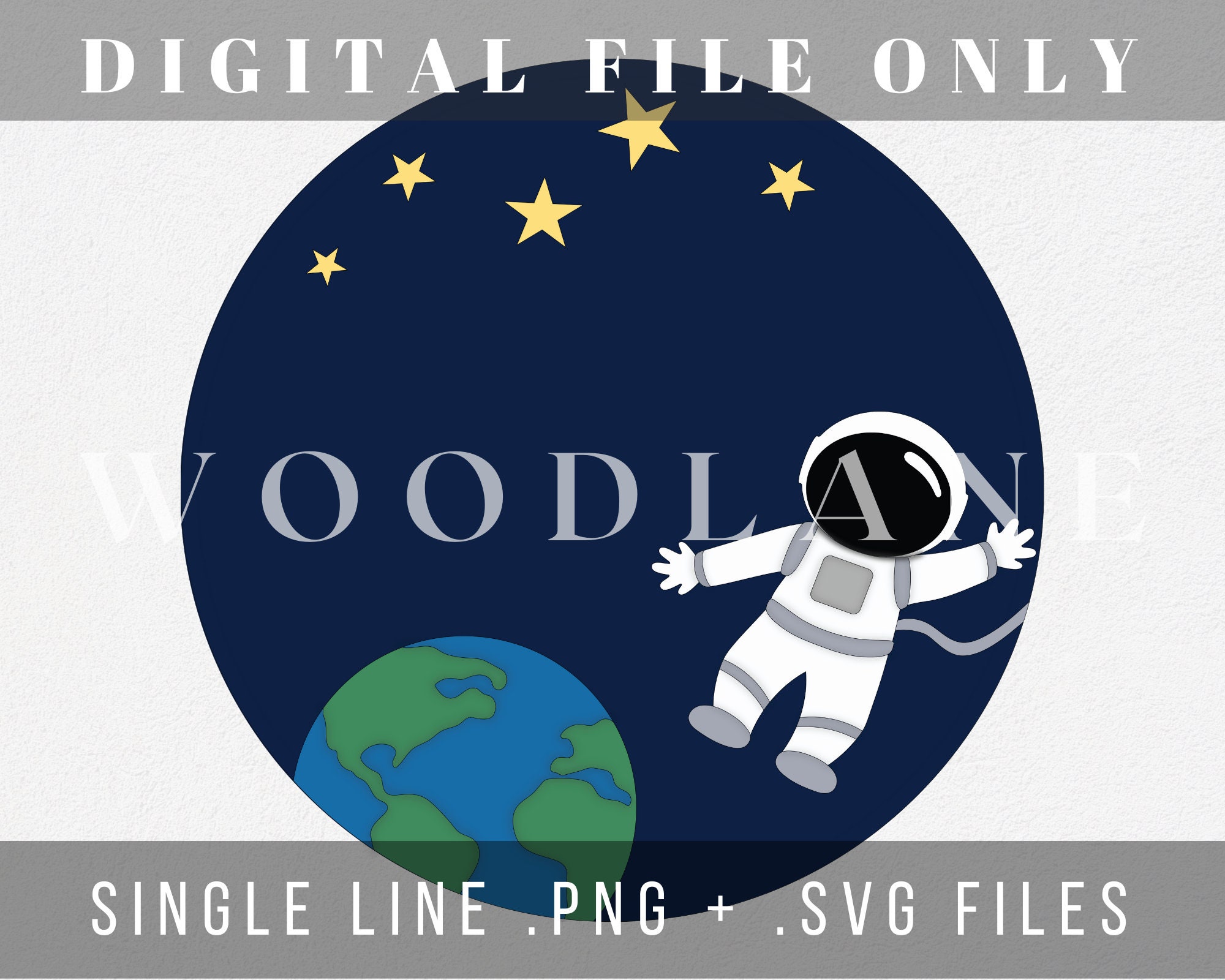 Astronaut Outer Space Round Template Single Line Laser File - Etsy