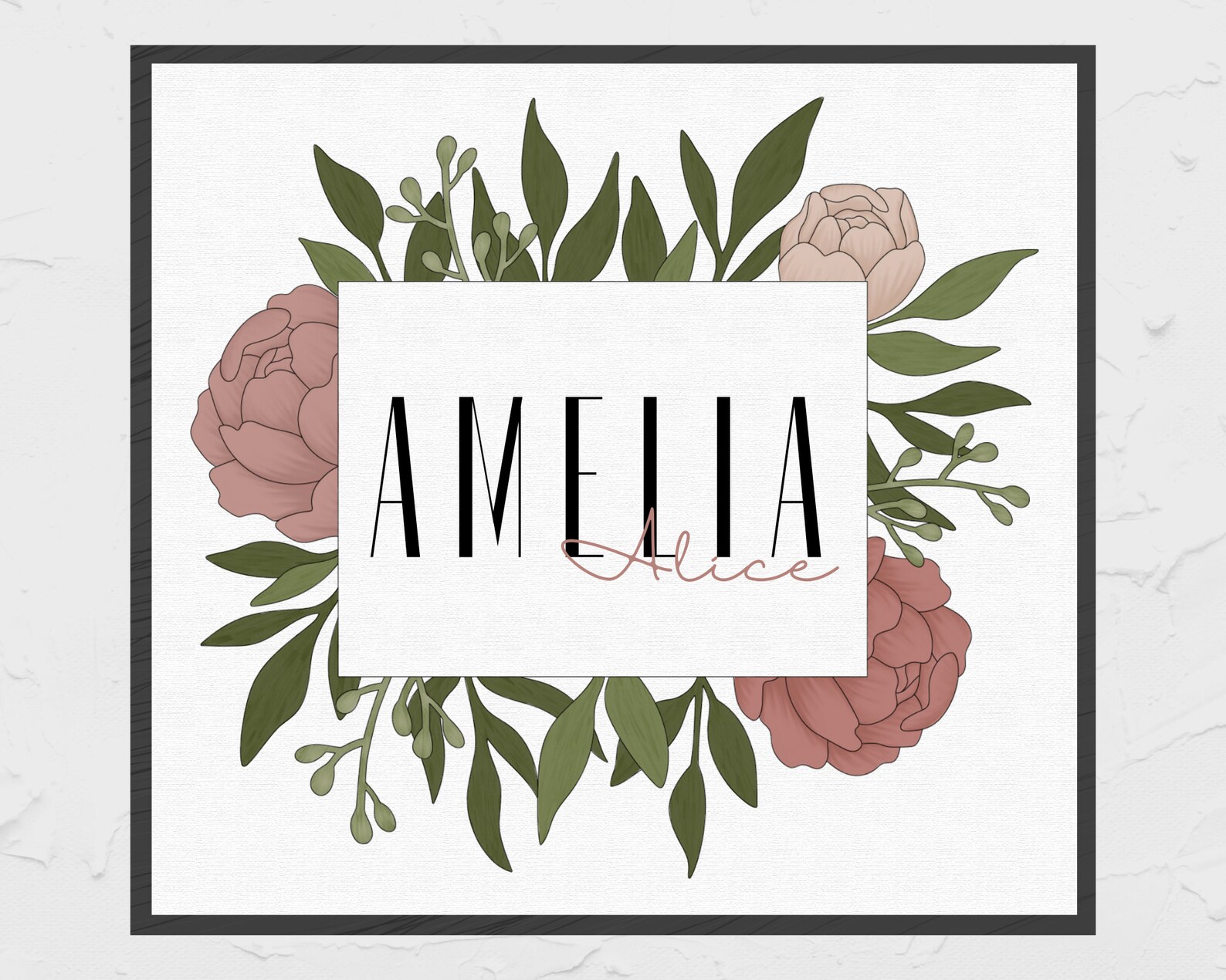 Amelia Template Single Line Floral Border Rectangle SVG | Etsy