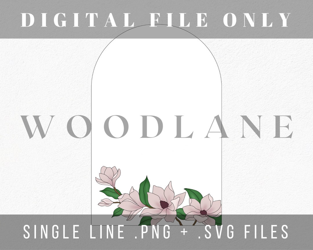 Arched Magnolia Template Single Line Floral Laser Cut File Scroll Saw ...
