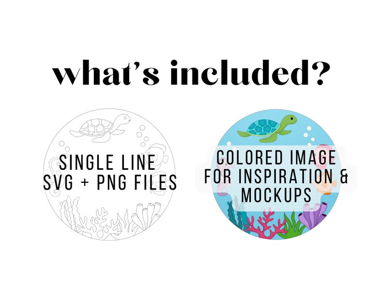 Under the Sea Template Round Single Line Laser Cut File - Etsy