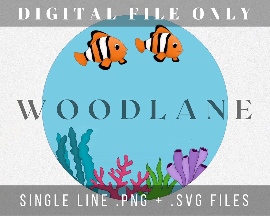 Ocean Blue Template Round Single Line Laser Cut File SVG PNG - Etsy