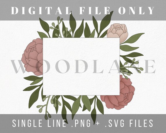 Amelia Template Single Line Floral Border Rectangle SVG - Etsy