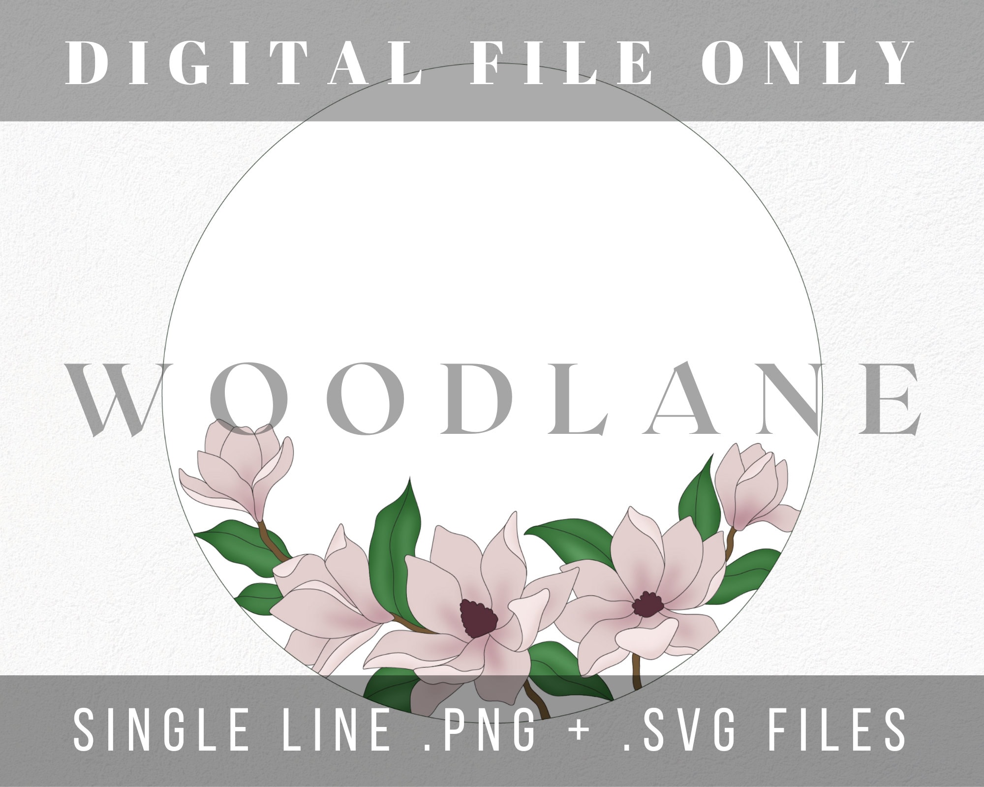 Round Magnolia Template Single Line Floral Laser Cut File - Etsy