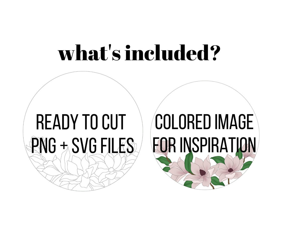 Magnolia Template Bundle Single Line Floral Round Magnolia - Etsy