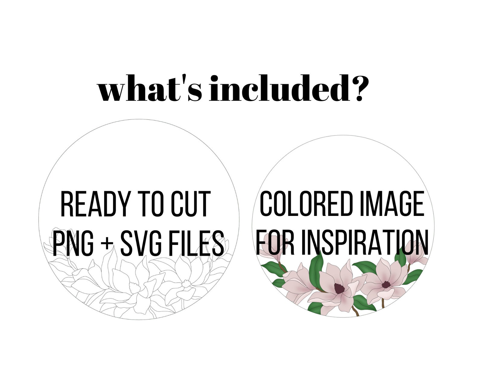 Magnolia Template Bundle Single Line Floral Round Magnolia - Etsy