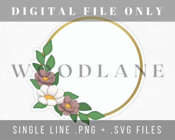 Round Single Line Floral Frame SVG PNG Laser Cut File - Etsy