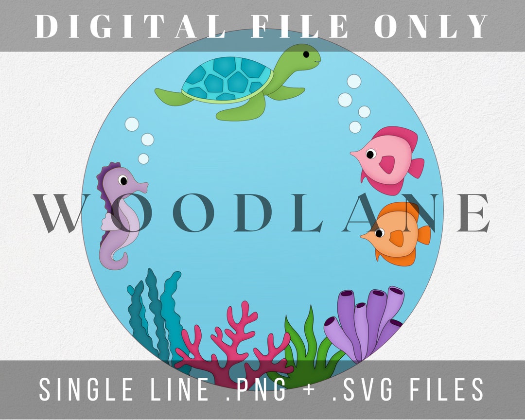 Under the Sea Template Round Single Line Laser Cut File SVG PNG - Etsy