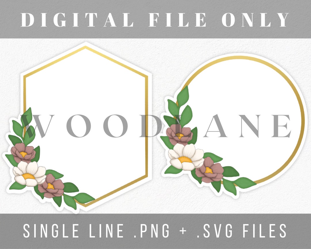 Single Line Geometric Floral Frame Bundle SVG PNG Laser Cut File Scroll ...