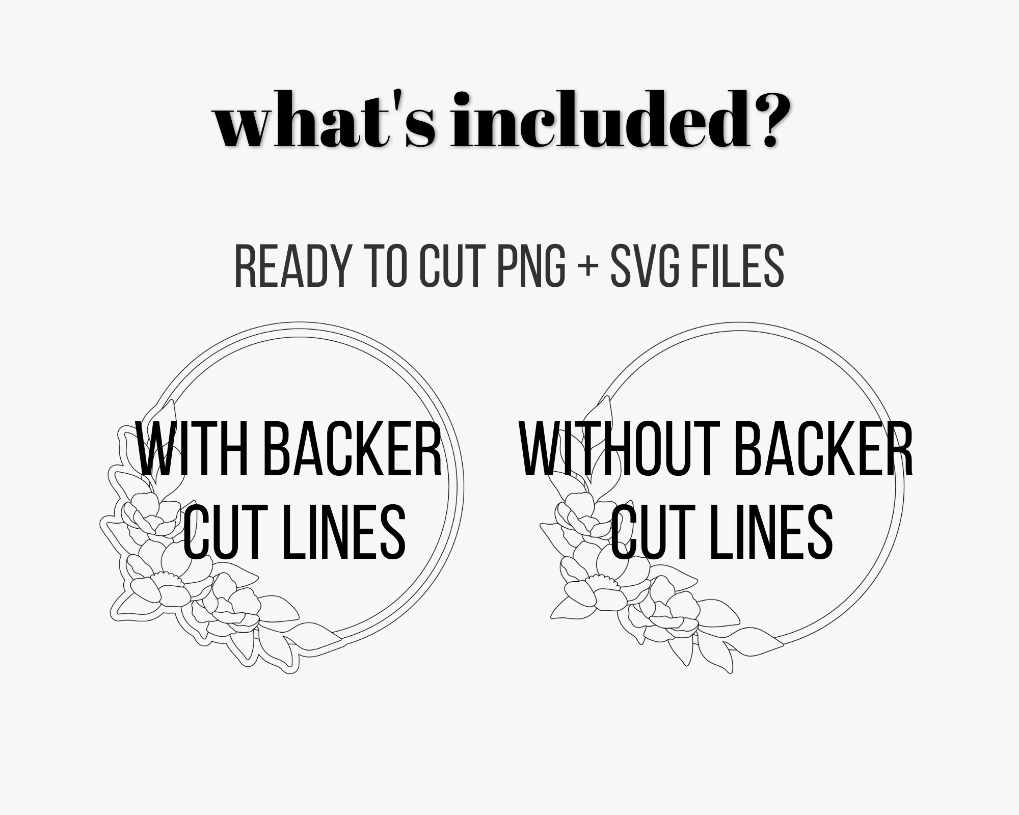 Round Single Line Floral Frame SVG PNG Laser Cut File - Etsy