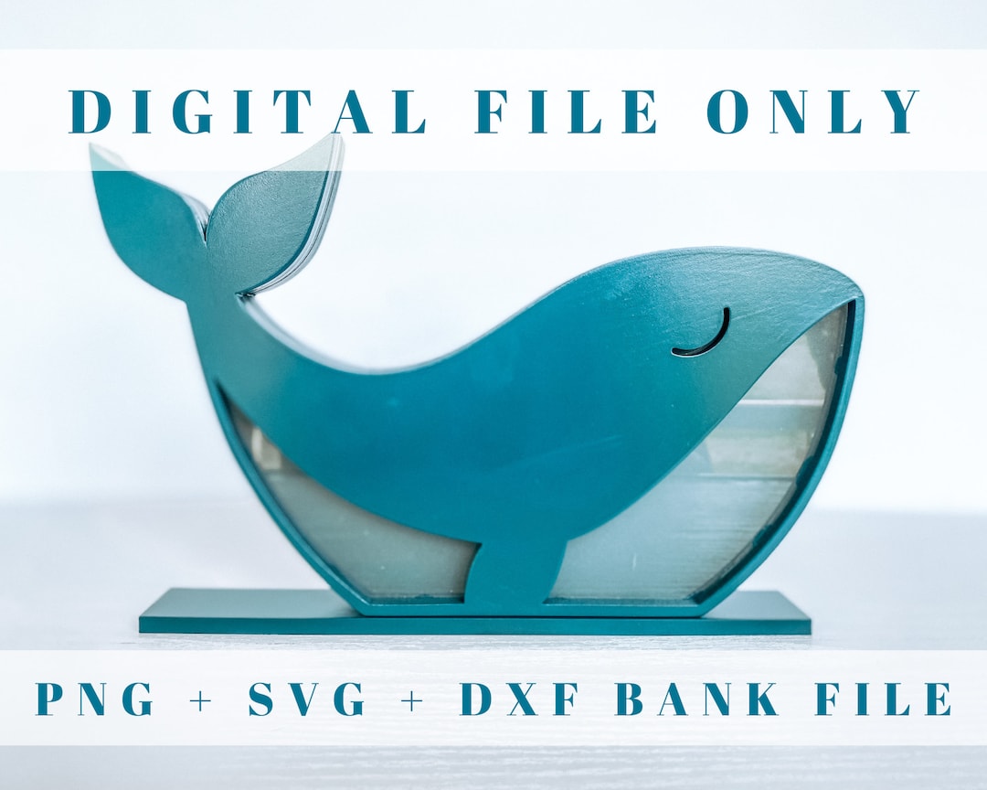 Whale Bank File Laser Cut Bank File Instant Download File SVG PNG DXF ...
