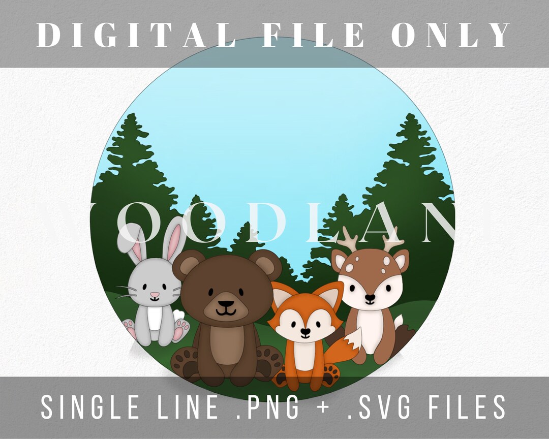 Woodland Round Template Woodland Theme Forest Animals SVG PNG Scroll ...