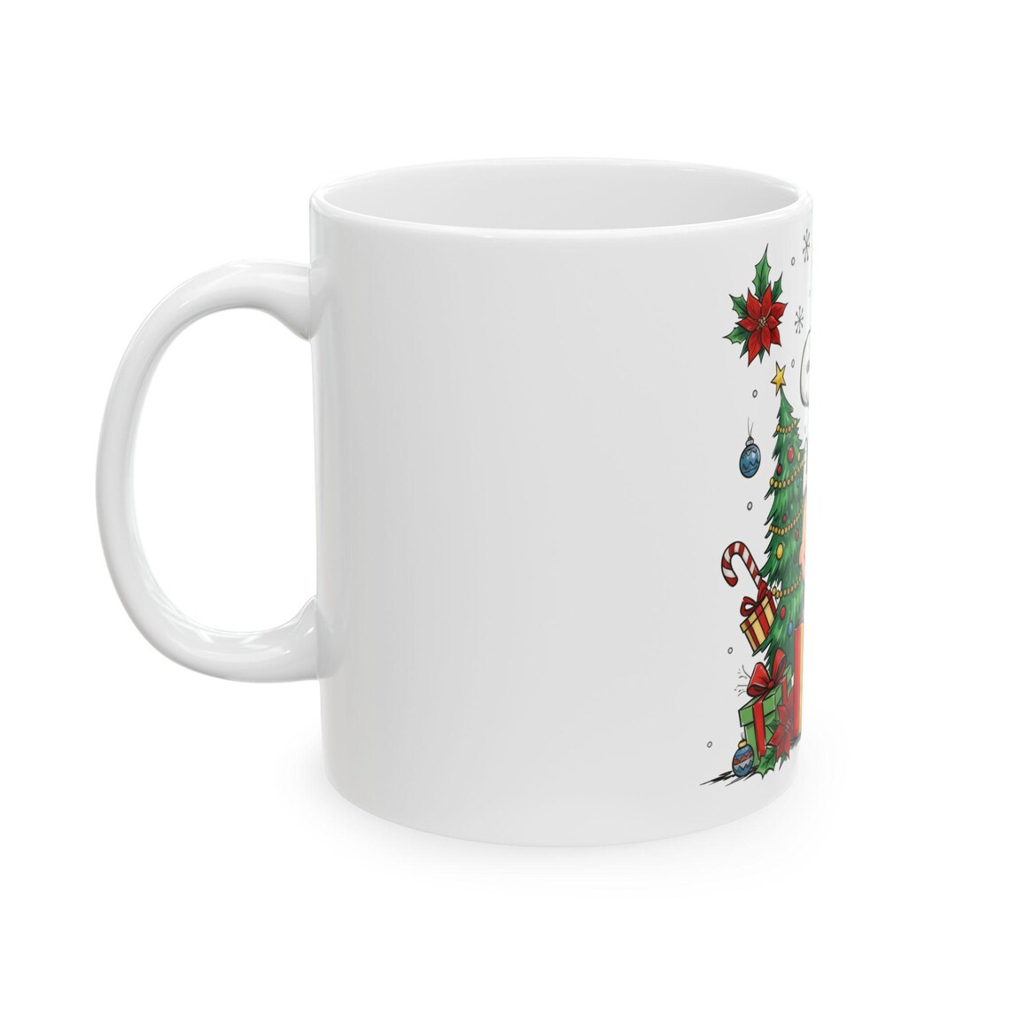 Snoopy and Woodstock Christmas Scene Mug | Holiday Peanuts Ceramic Mug ...