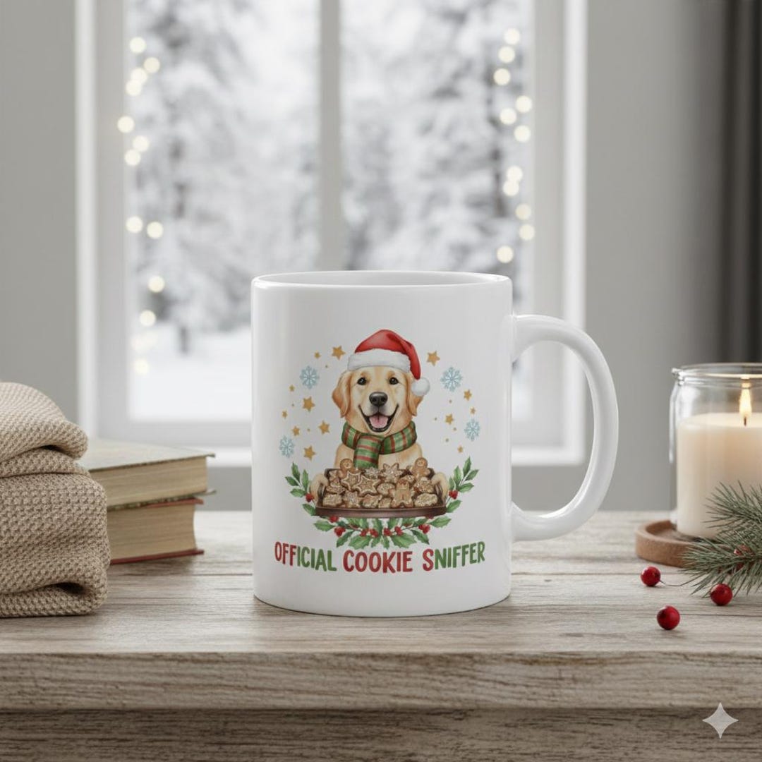 Golden Retriever With Santa Hat Official Cookie Sniffer Mug | Christmas ...