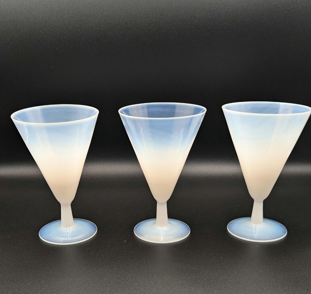 Rare Vintage Fry Foval Pearlware Wine Glasses. Set of 3. EUC - Etsy