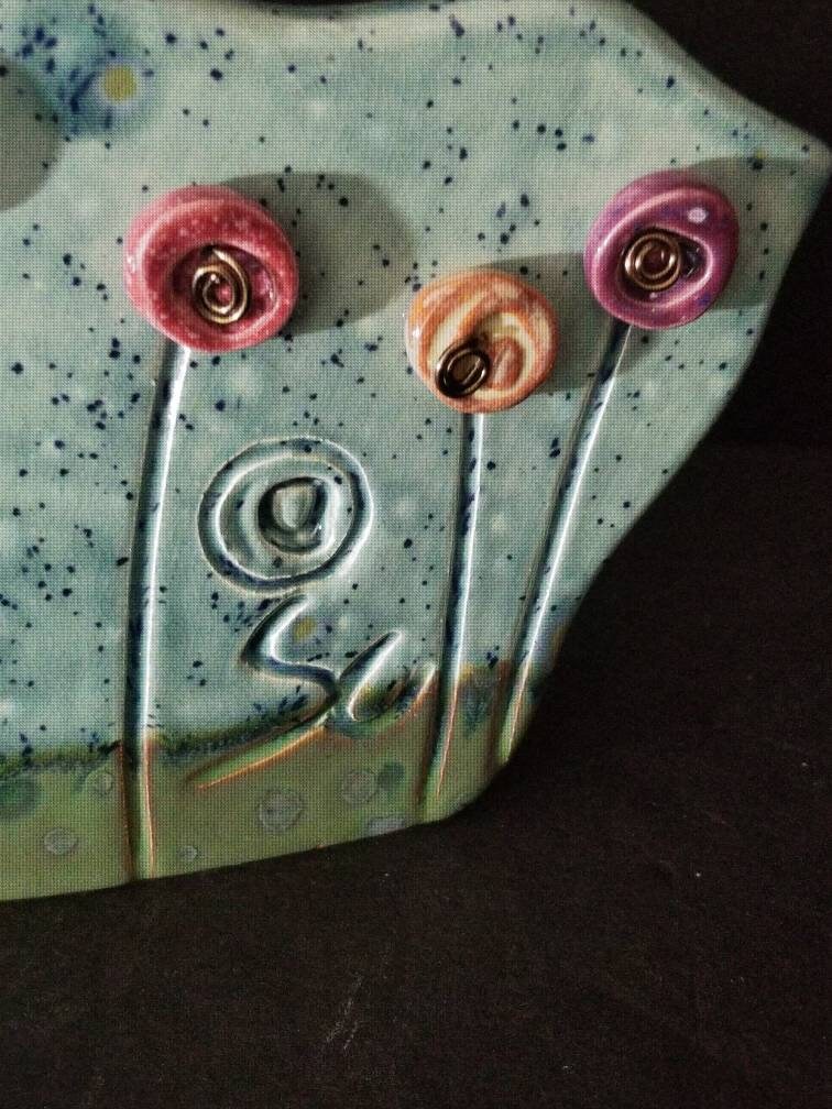 Unique Ceramic Floral Garden Sculpture. Handmade - Etsy